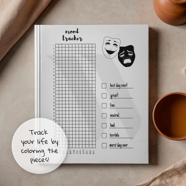 Yearly Mood Tracker Printable | Digital Habit Tracker - Etsy