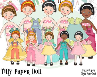 Printable Paper Doll Digital Dolls Hair Multicultural | Etsy
