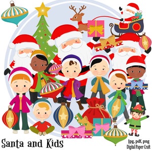 Santa Clipart, Children Clipart, Christmas, Clipart, Instant Download ...