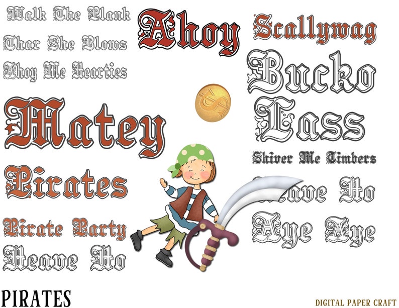Pirate Birthday Party Scrapbook Kit: Clipart & Decorations, Elements ...
