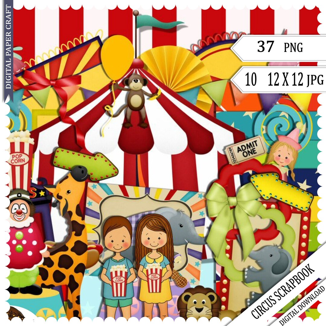 Circus Scrapbook, Animal Scrapbook, Children, Animals, Clowns, Circus ...