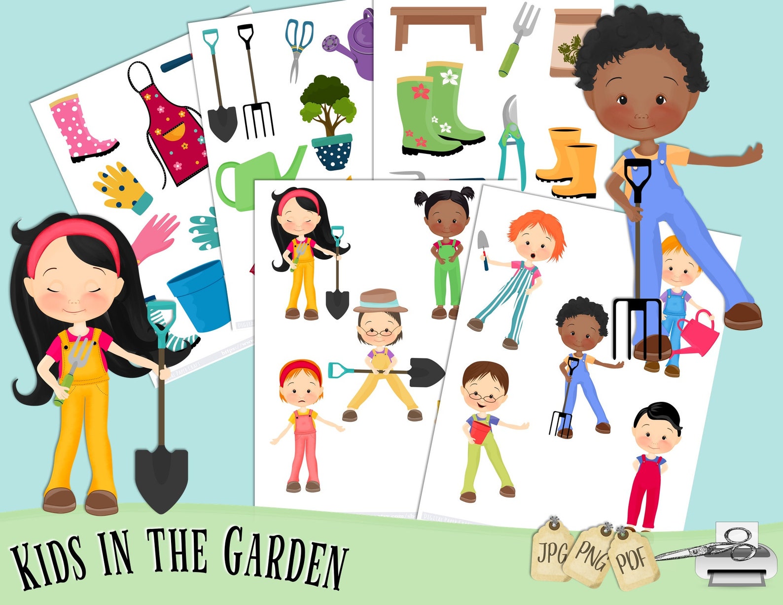 Gardening Clipart Children Clipart Clipart Planner - Etsy