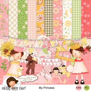 Girl Scrapbook, Digital Scrap Kit, Children, Princess, Birthday Scrap ...