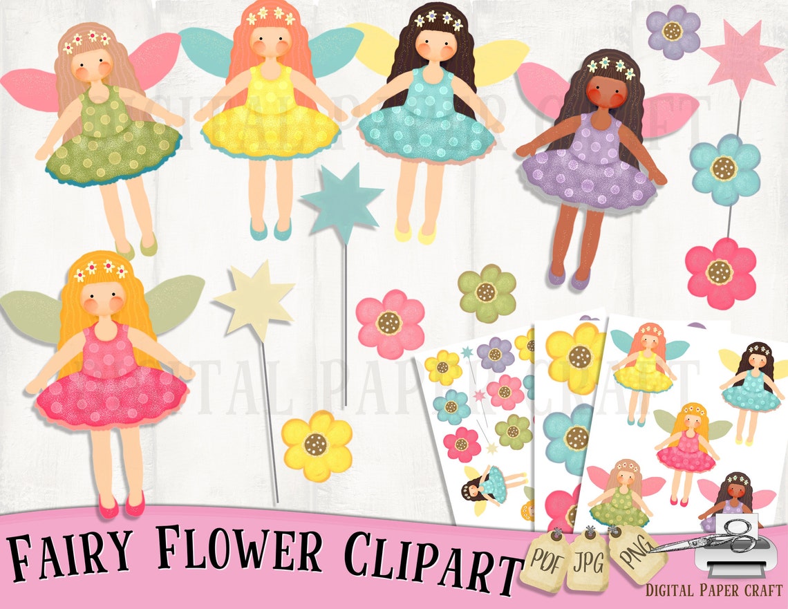 Fairy Flowers Clipart Fantasy clipart Journal Sublimation | Etsy