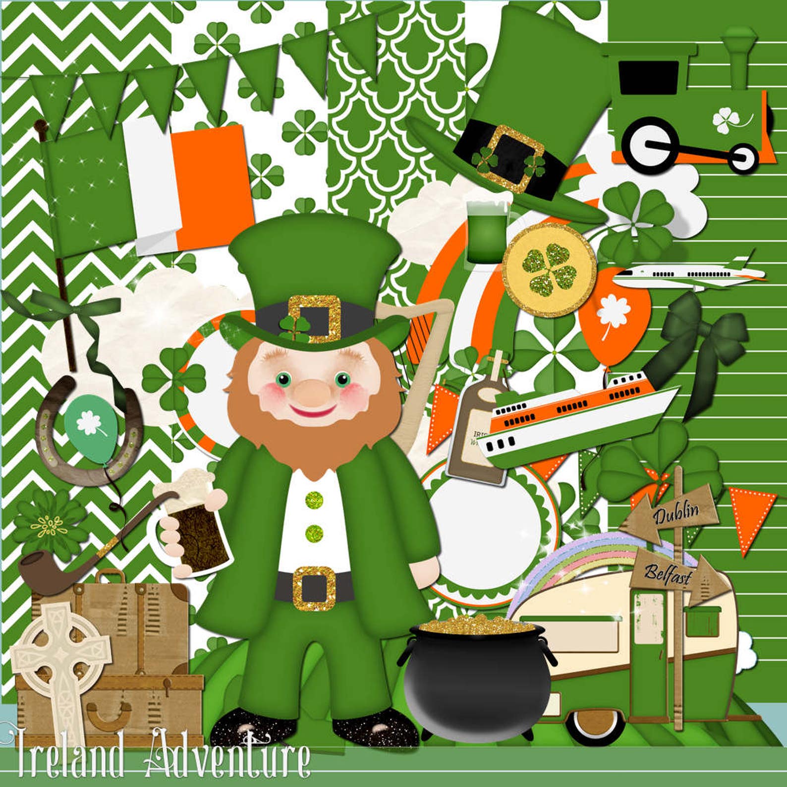 Irish Scrapbook, Ireland Scrapbook, Saint Patricks Day Scrap, St Paddys ...