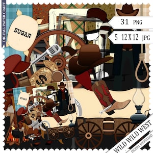 Cowboy Scrapbook, Wild West Scrapbook, Digital Scrapbook, Instant ...