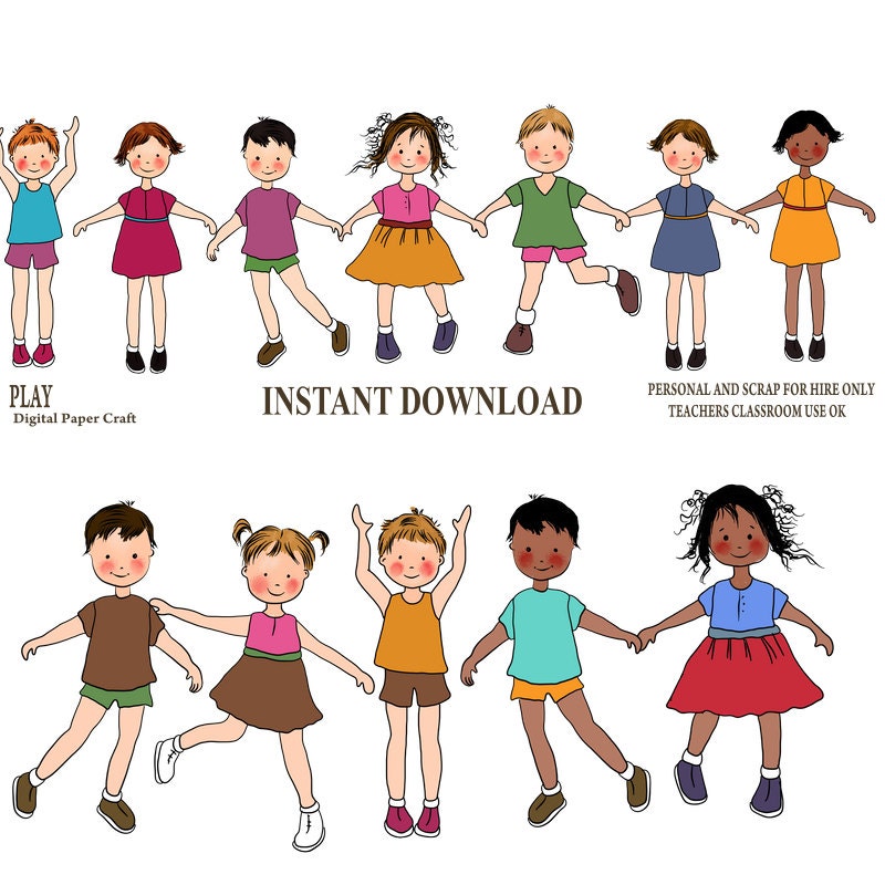 Children Clipart Play Children Kids at Play Poses | Etsy