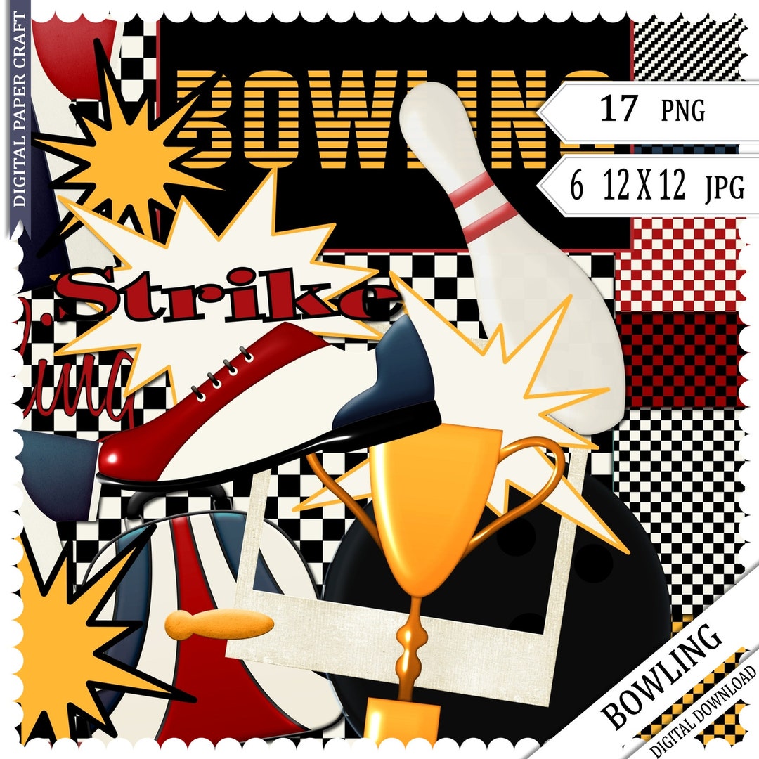 Bowling Scrapbook, Bowling Scrapkit, Digital Scrapbook, Instant ...