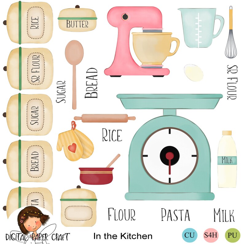 Kitchen Clipart Cooking Clipart Clipart Mixer Journal | Etsy