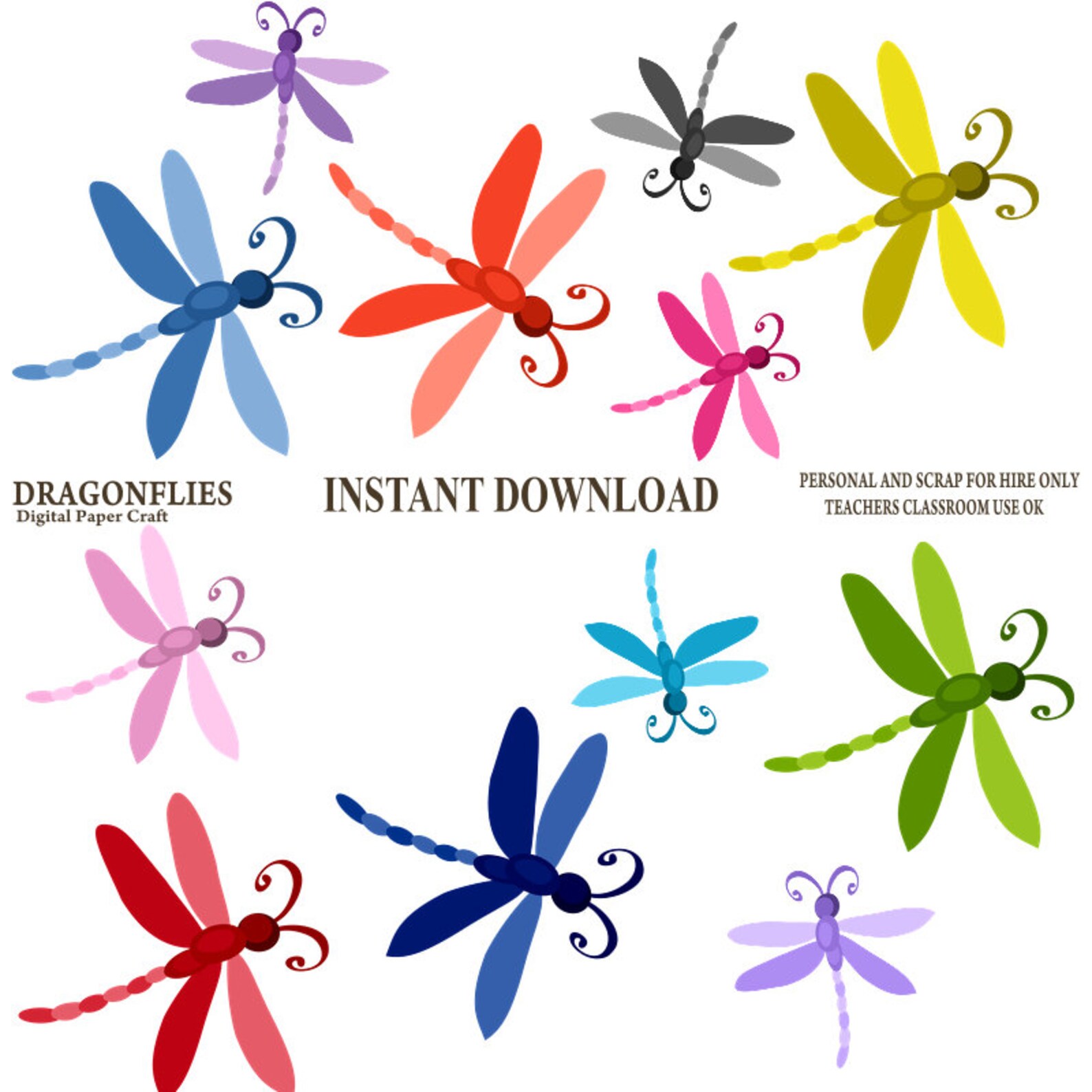 Dragonfly Clipart, Dragonflies Clipart, Instant Download, Dragon Fly ...