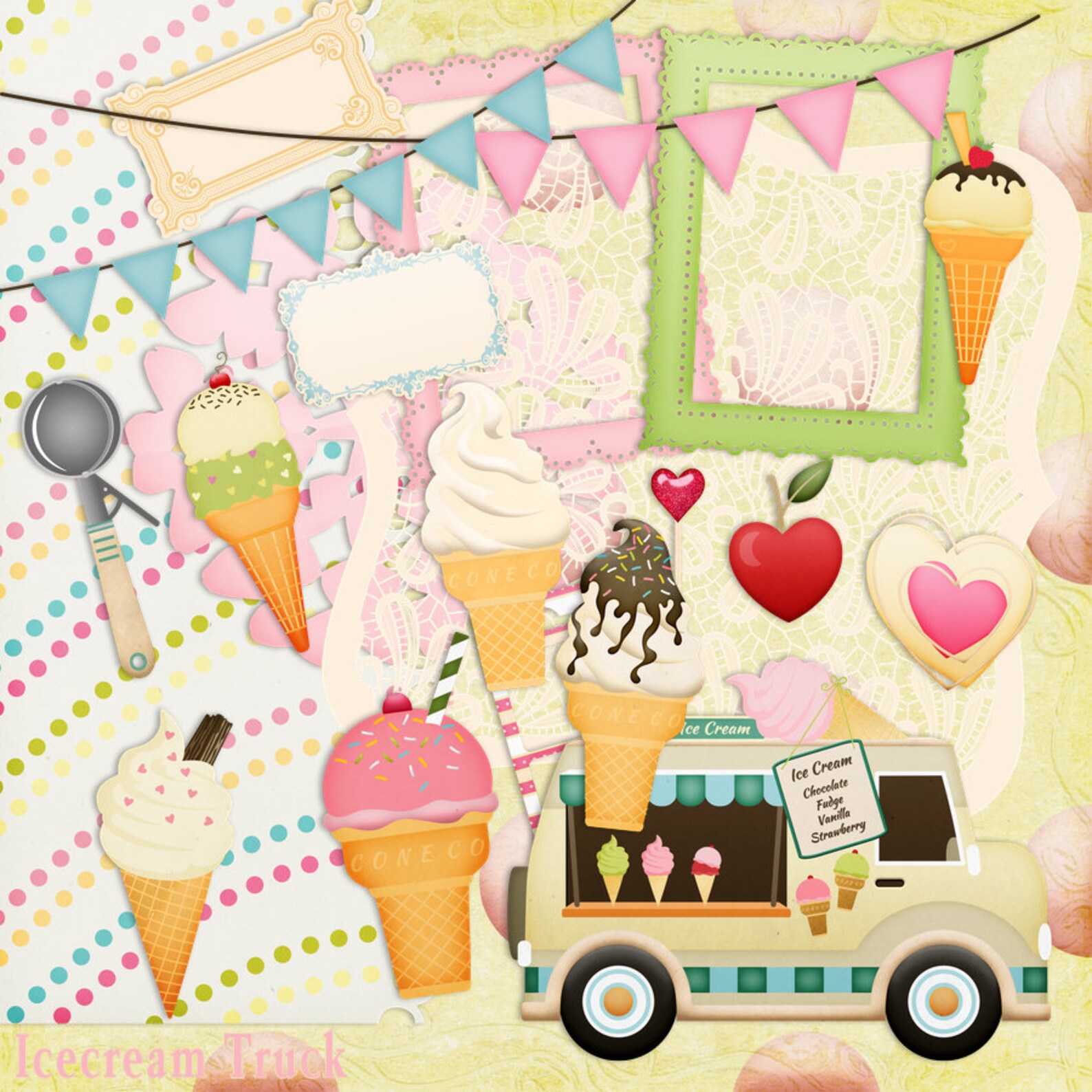 Ice Cream Scrapbook Ice Cream Truck Nostalgia Scrapbook | Etsy