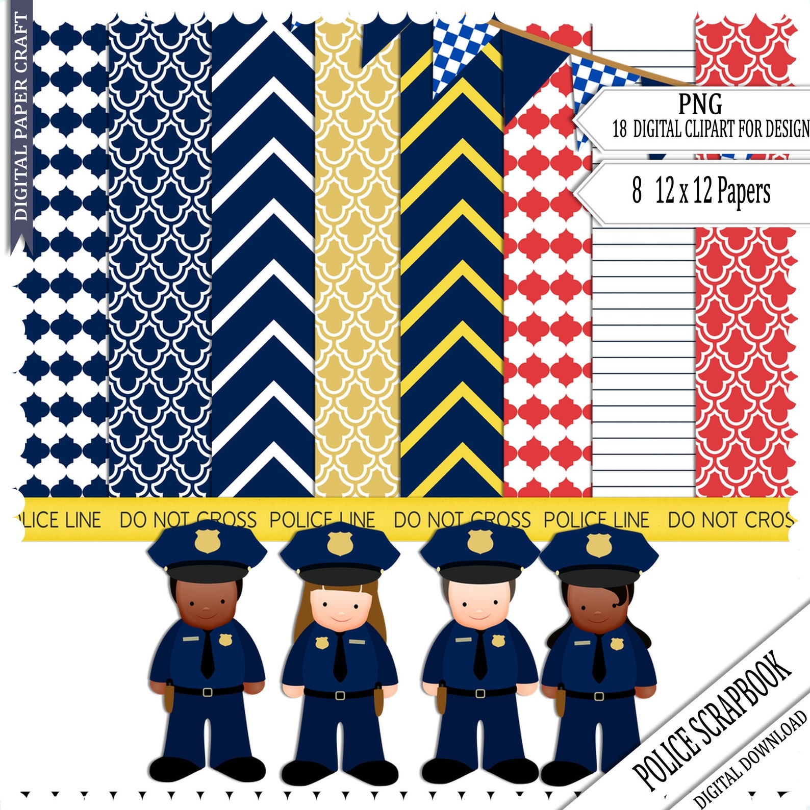 Police Scrapbook, Hero Scrapbook, Instant Download, Police Car, Hand ...