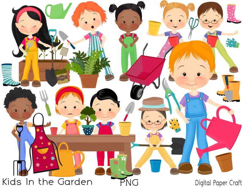 Gardening Clipart Children Clipart Clipart Planner - Etsy
