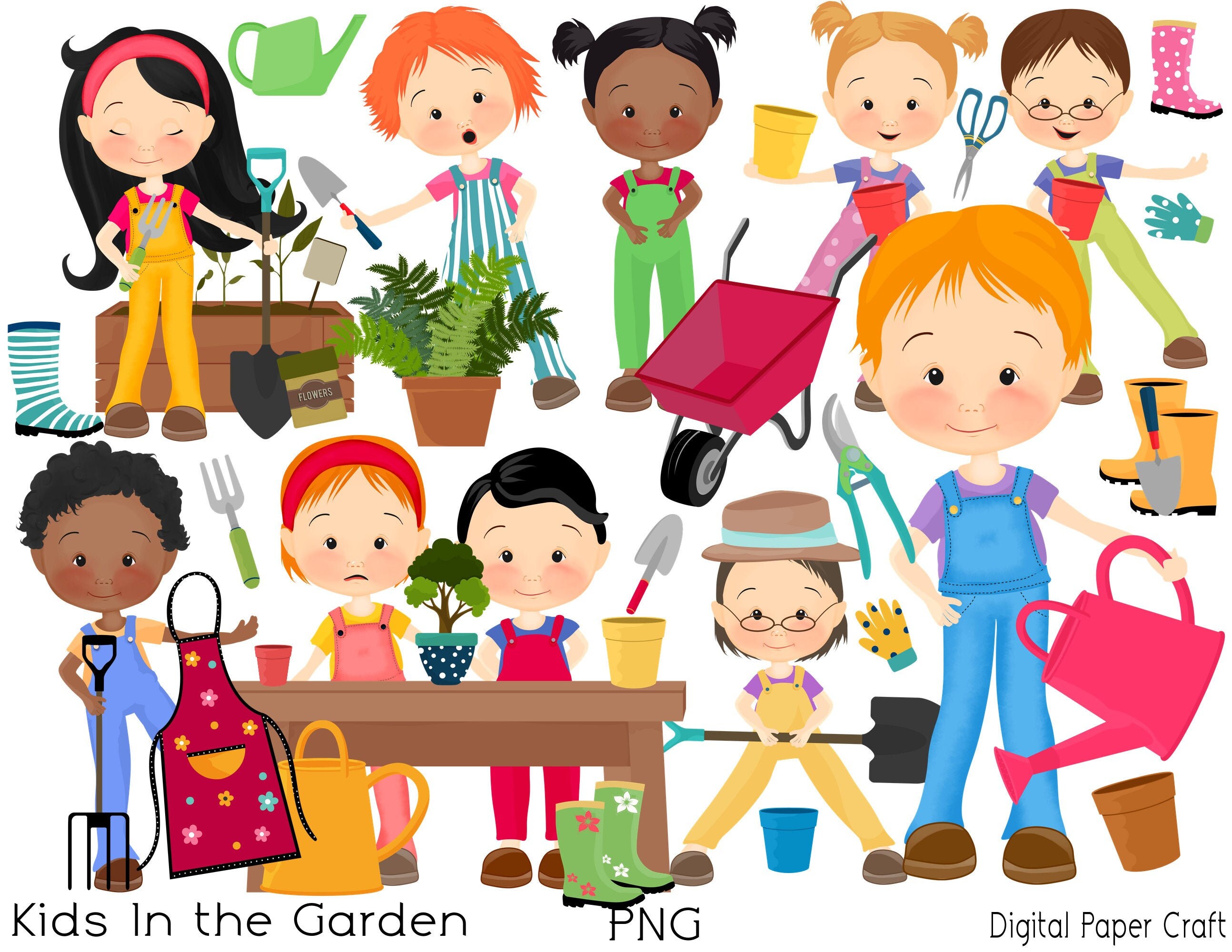 Gardening Clipart Children Clipart Clipart Planner - Etsy