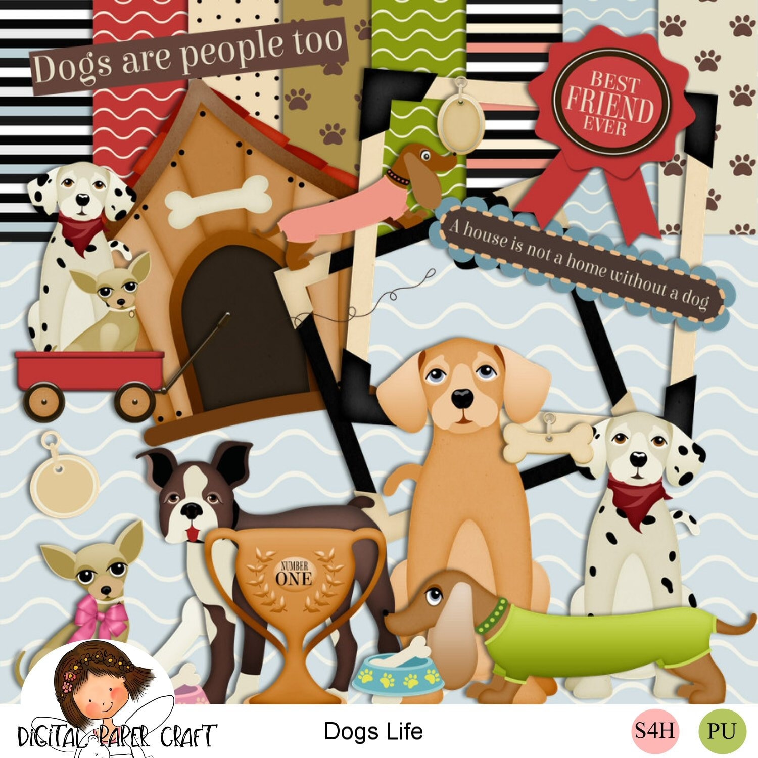 Dog Scrapbook Kit Animal Scrapbook Kennel Dogs Gold Cup - Etsy