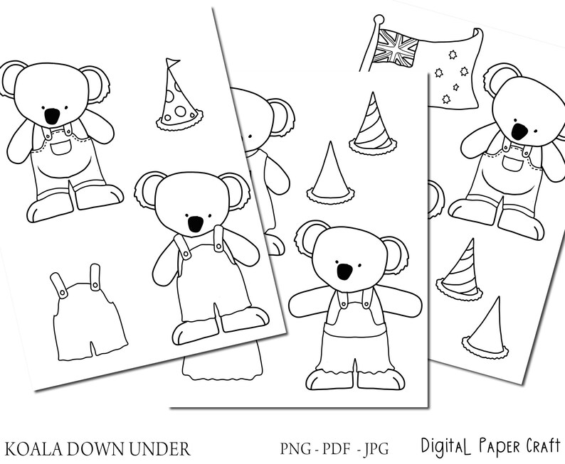 Koala Line Art Pretty Clipart Koala Clipart Printable Png - Etsy