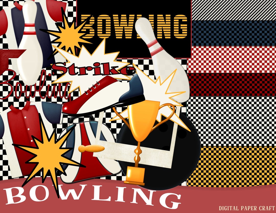 Bowling Scrapbook Bowling Scrapkit Digital Scrapbook - Etsy