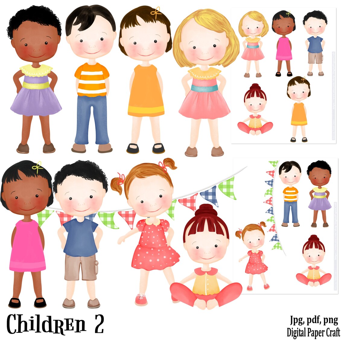 Children Clipart 2 Kids Clipart Birthday Clipart Clipart - Etsy