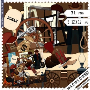 Cowboy Scrapbook, Wild West Scrapbook, Digital Scrapbook, Instant ...