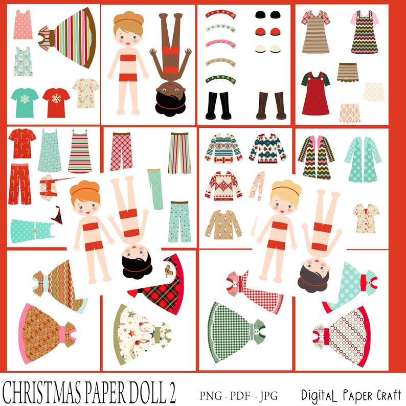Printable Paper Doll, Christmas Doll, Winter Doll, Digital Paper Doll ...