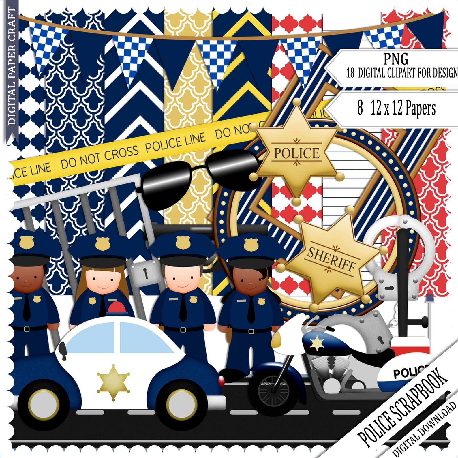 Police Scrapbook, Hero Scrapbook, Instant Download, Police Car, Hand ...