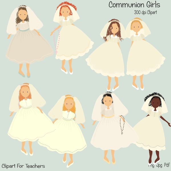 Printable First Communion Girl Clipart - Etsy