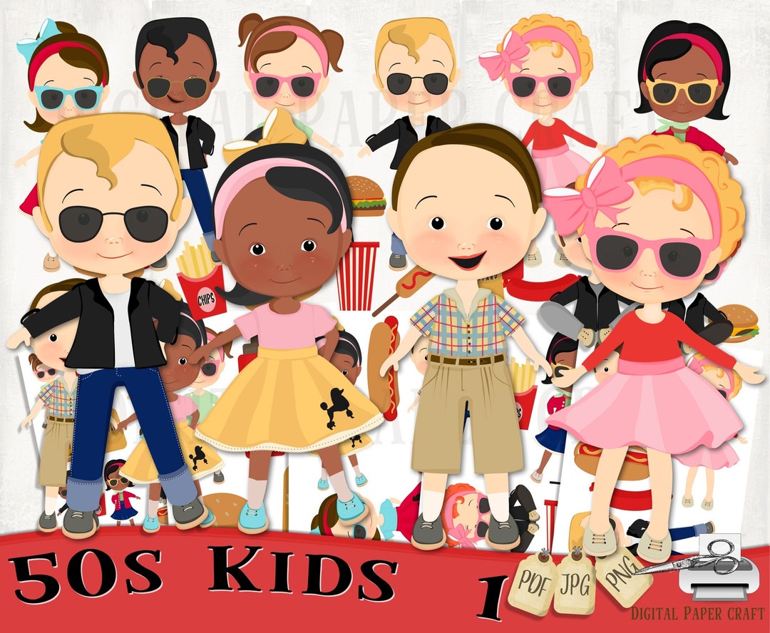 50s Clipart Children Clipart 1950 Clipart Rock N Roll - Etsy