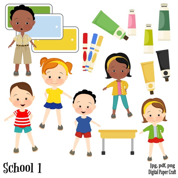 Young Children At School Clip Art
