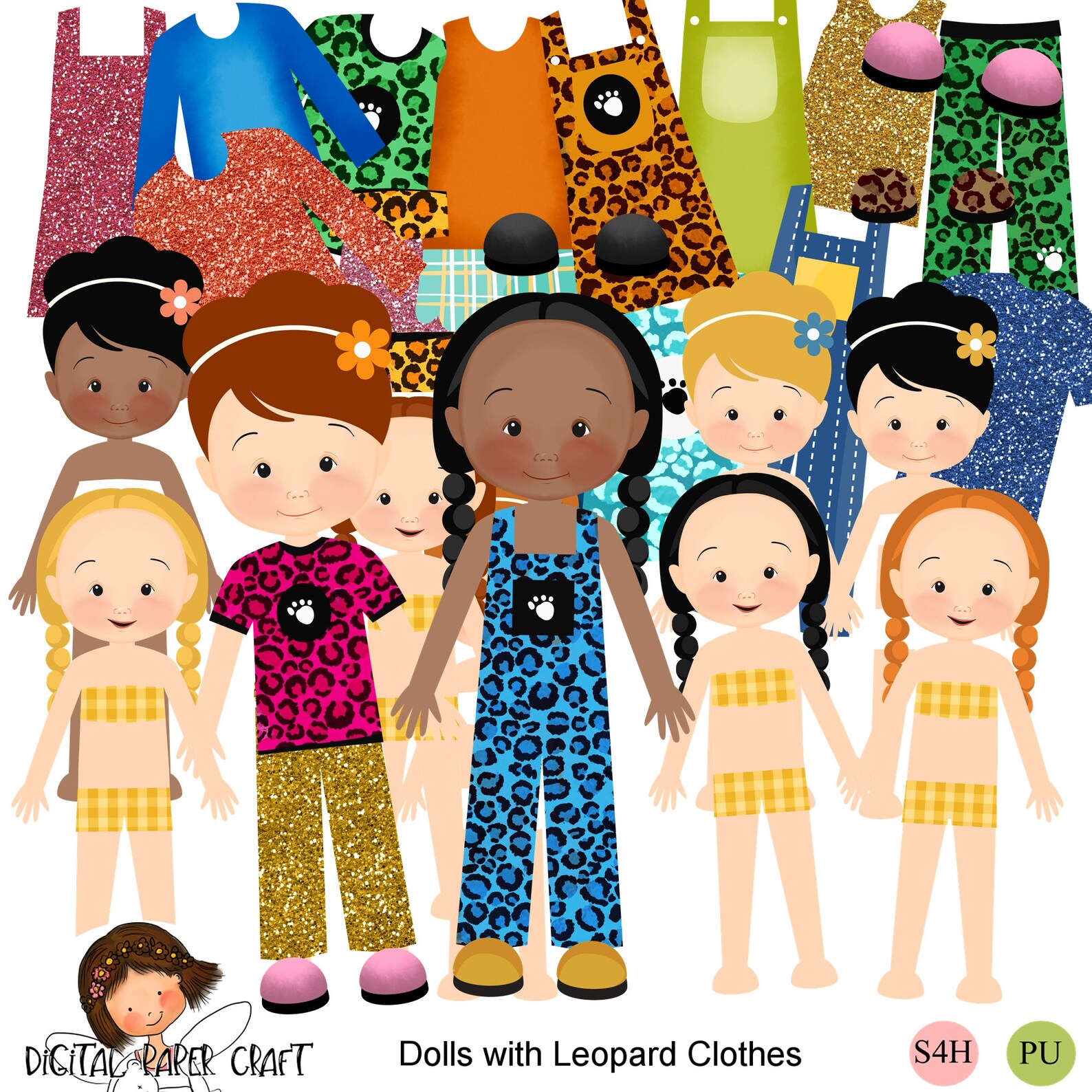 Printable Paper Doll, Digital Dolls, Hair, Multicultural, Kids, Cut Out ...