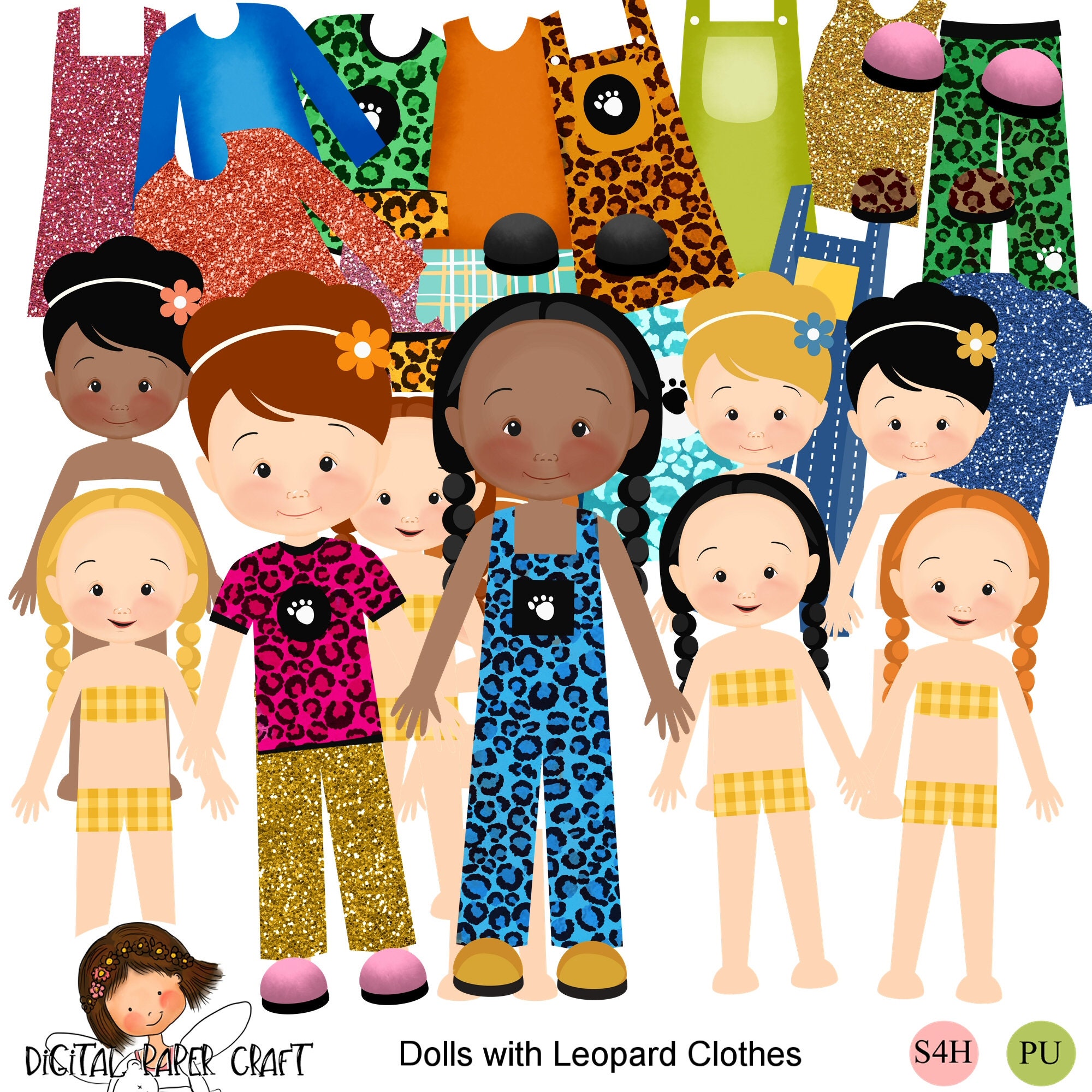 Printable Paper Doll, Digital Dolls, Hair, Multicultural, Kids, Cut Out ...