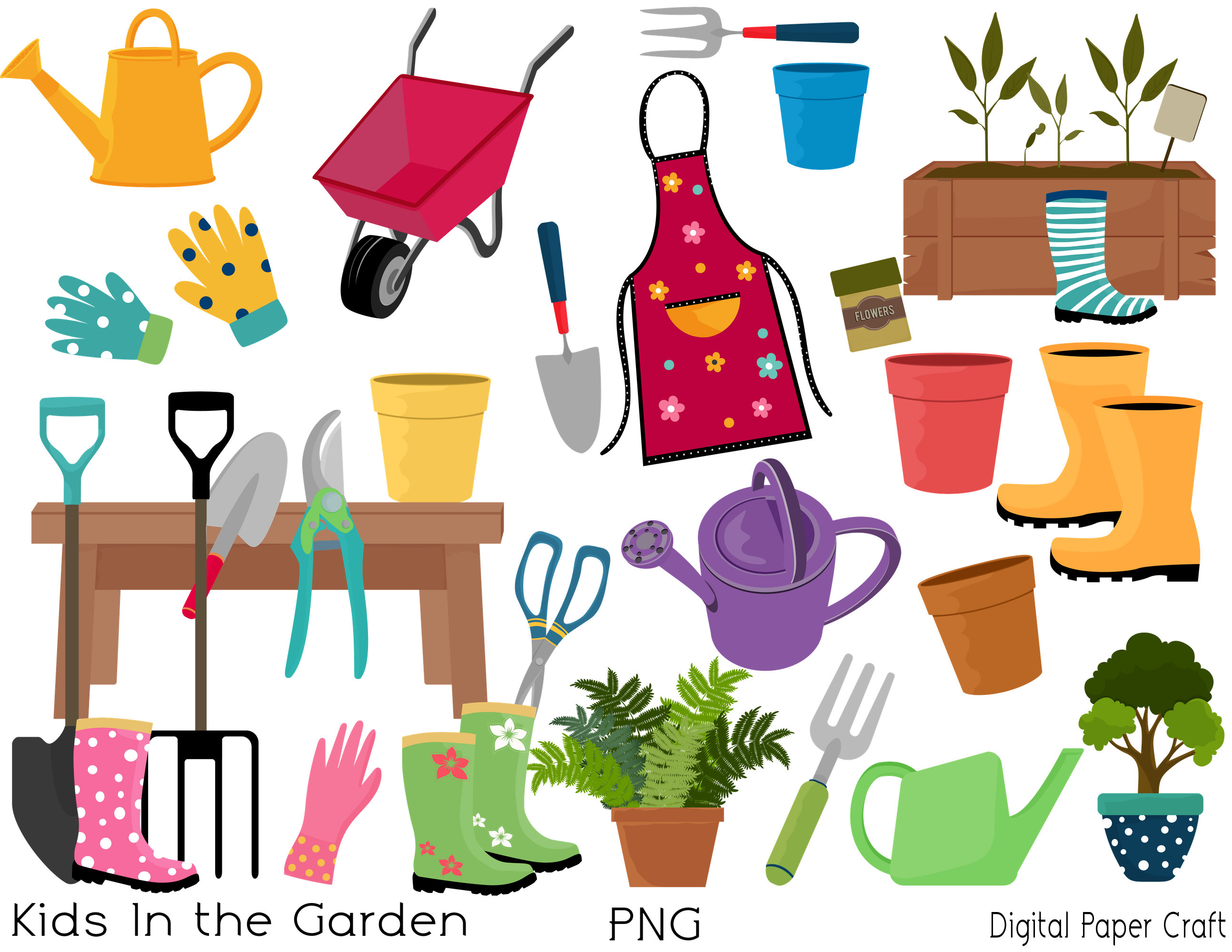 Gardening Clipart Children Clipart Clipart Planner - Etsy