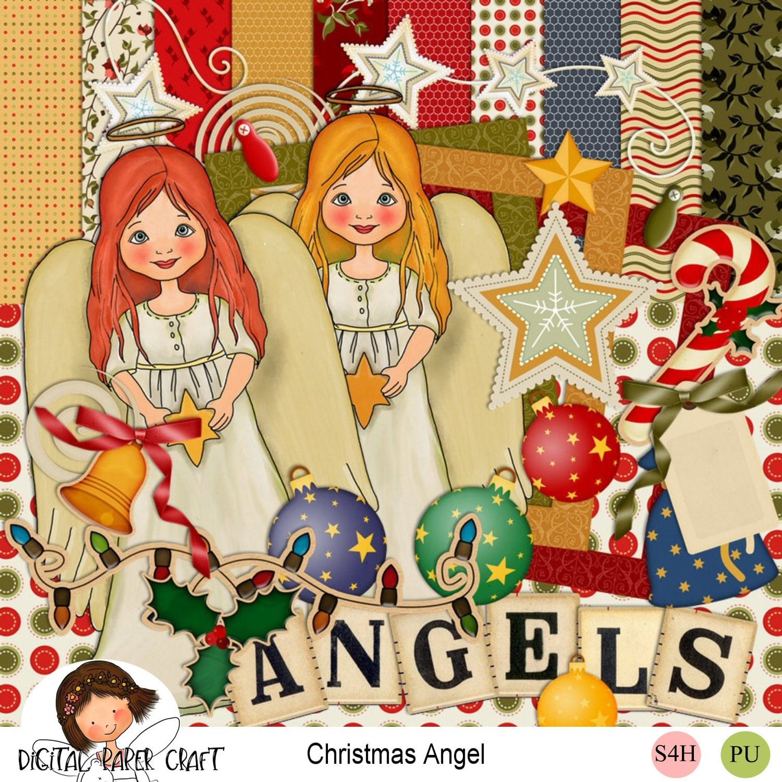 Christmas Angel, Scrapbook Kit, Digital Scrapbook, Christmas ...