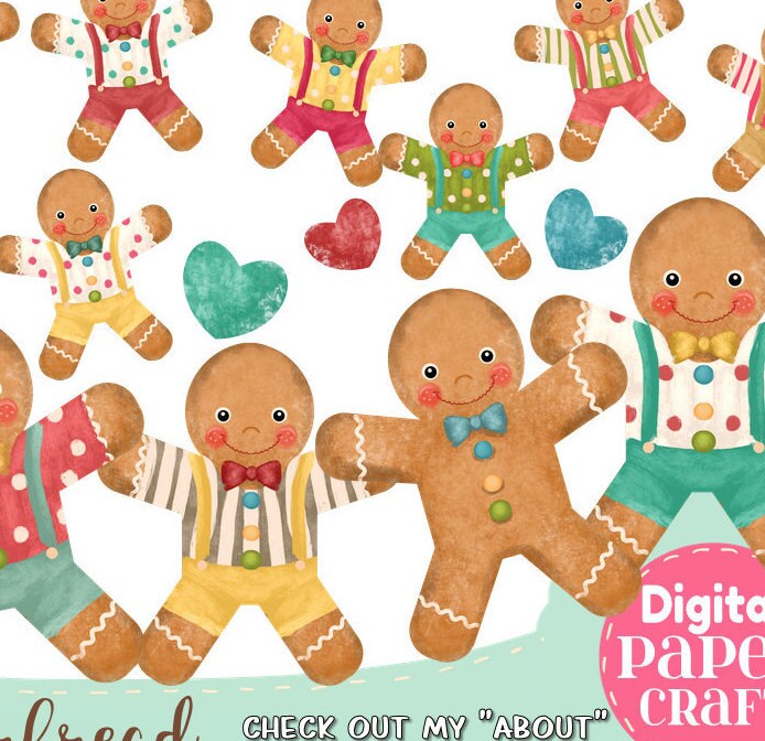 Gingerbread Clipart Clipart Christmas Christmas Gingerbread | Etsy