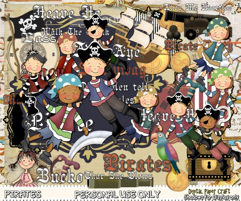Pirate Birthday Party Scrapbook Kit: Clipart & Decorations, Elements ...