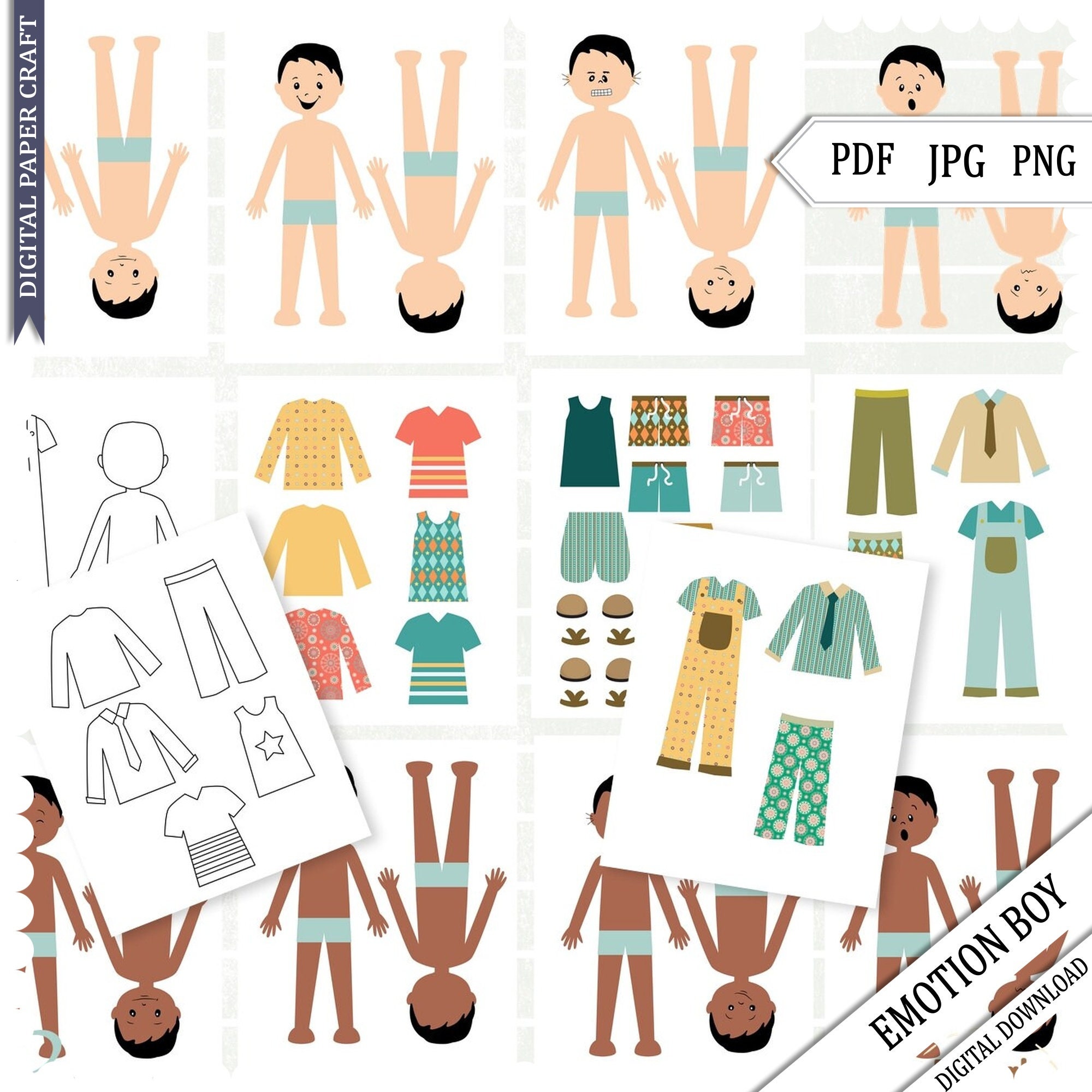 Emotion Clipart Dolls: Educational Feelings Graphics, Face Expression ...