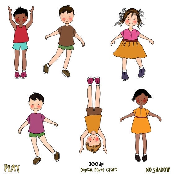 Children Clipart Play Children Kids at Play Poses - Etsy