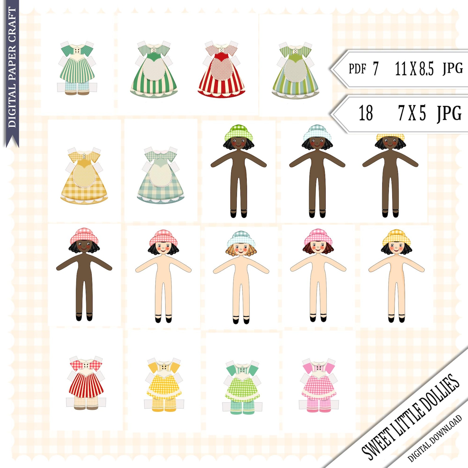 Paper Doll, Digital Paper Doll, Cut Out Doll, Hand Drawn Doll, Instant ...