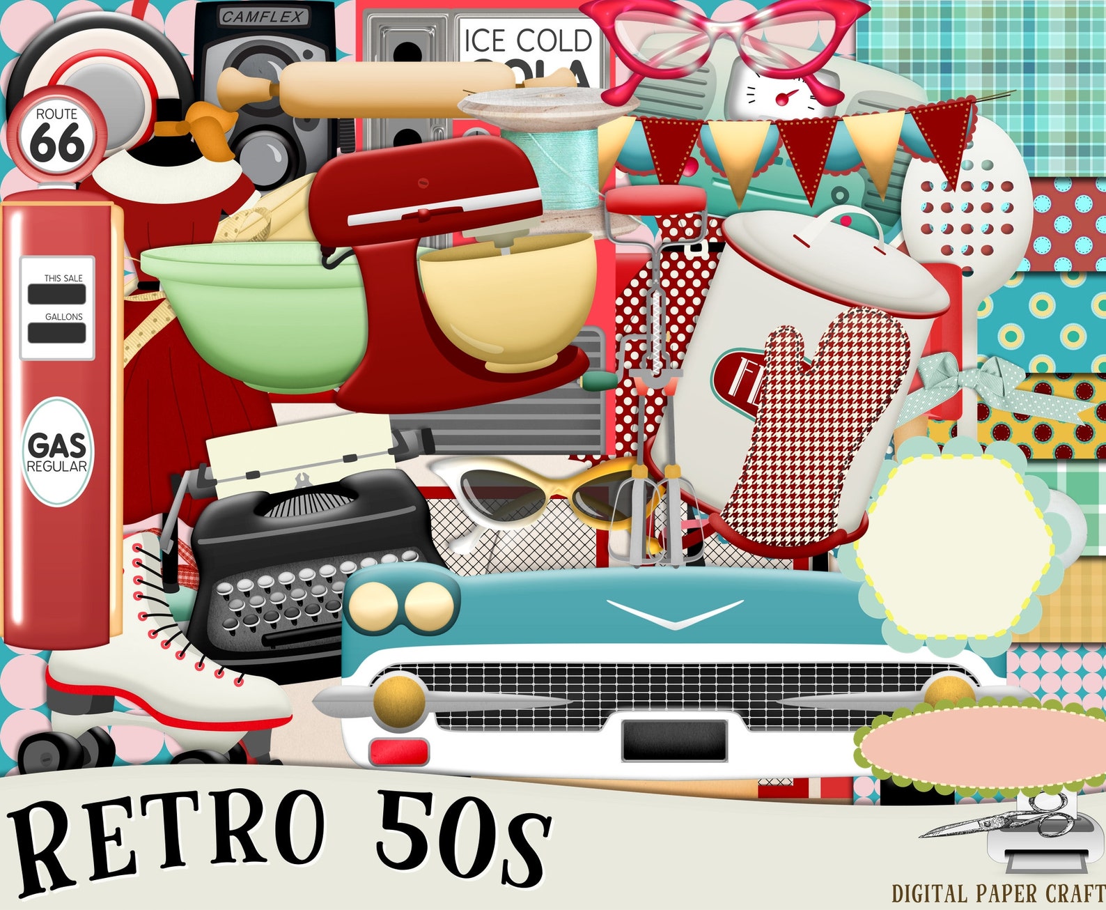 Retro Scrapbook, 50s Scrapbook, Scrapbooking Kit, 1950's Scrapbook Kit ...