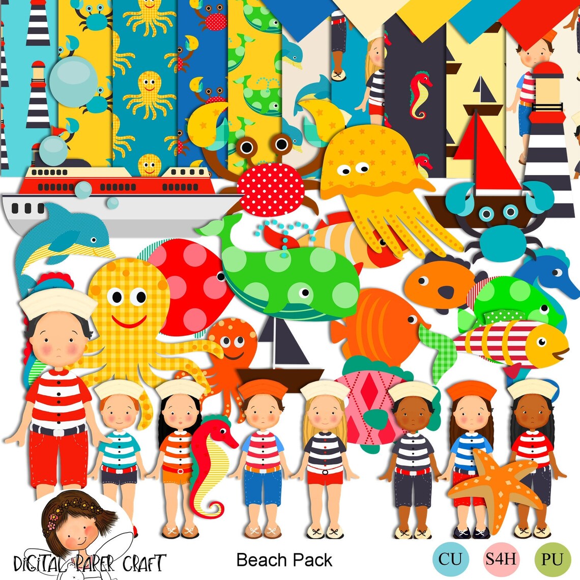 Beach Clipart Ocean Clipart Fish Clipart Teachers Clipart - Etsy