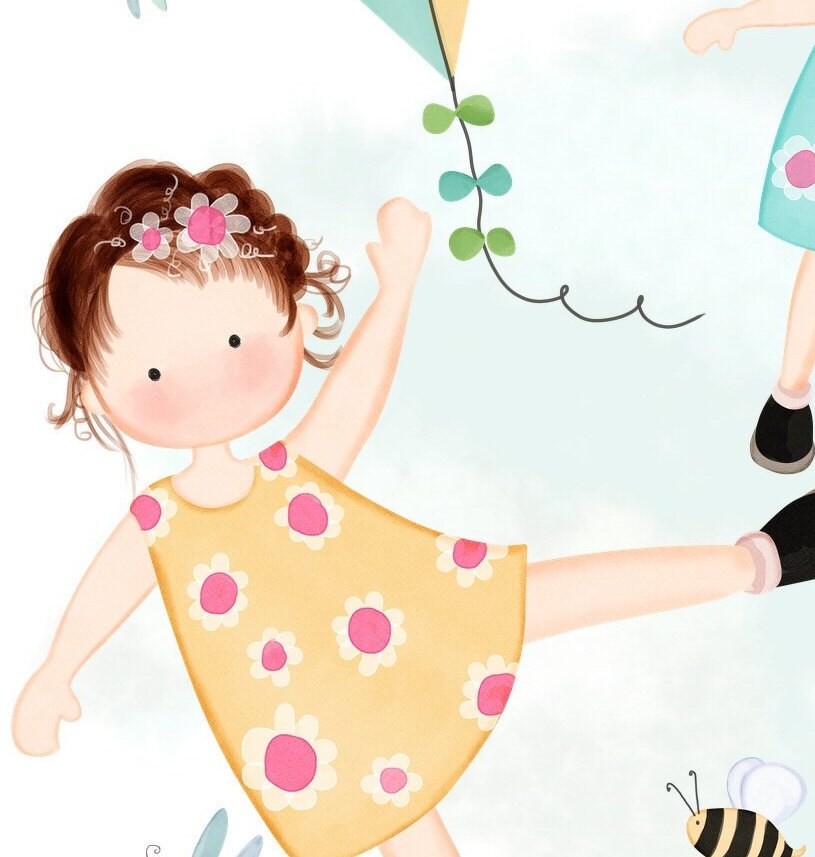Watercolor Spring Clipart Kids Clipart Sky Clipart Girl - Etsy