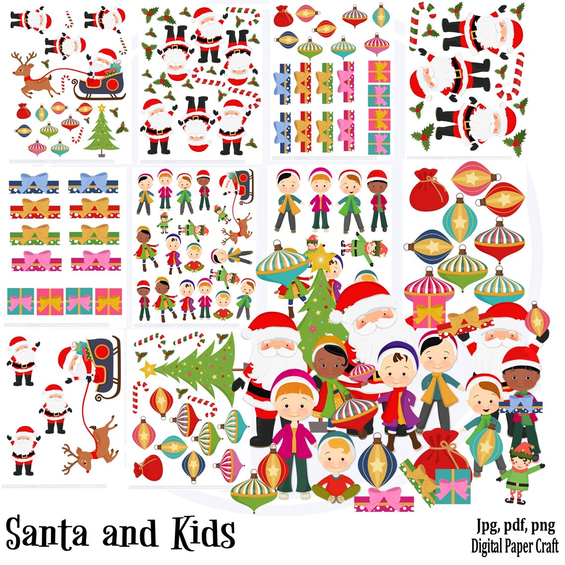 Santa Clipart Children Clipart Christmas Clipart Instant - Etsy