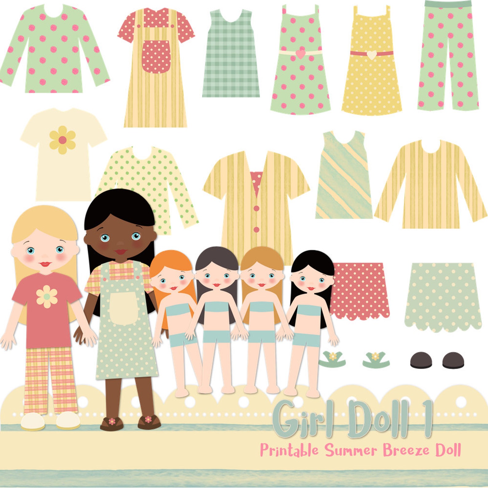 Printable Paper Doll, Paper Doll, Digital Paper Doll, Cut Out Doll ...