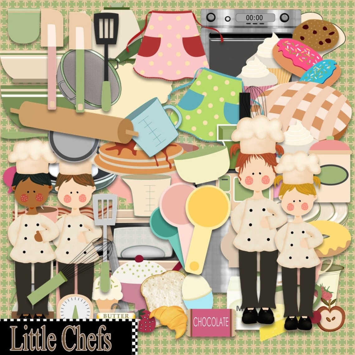 Little Chefs Scrapbook Kit: Cooking Clipart (digital Download) - Etsy UK