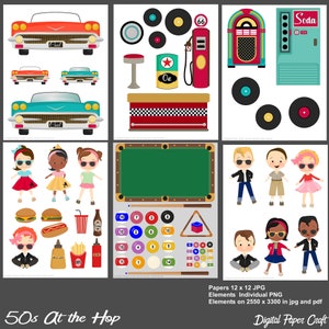 50s Scrapbook, Girls and Boys , 1950's Scrapbook Kit, Instant Download ...