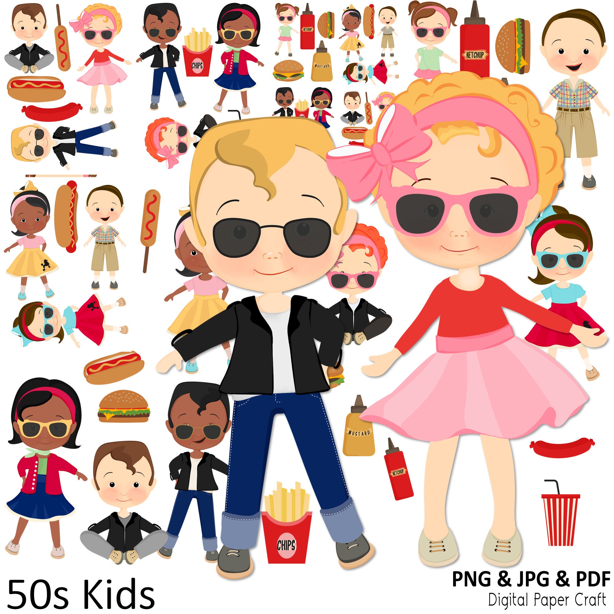 50s Clipart Children Clipart 1950 Clipart Rock N Roll - Etsy Australia