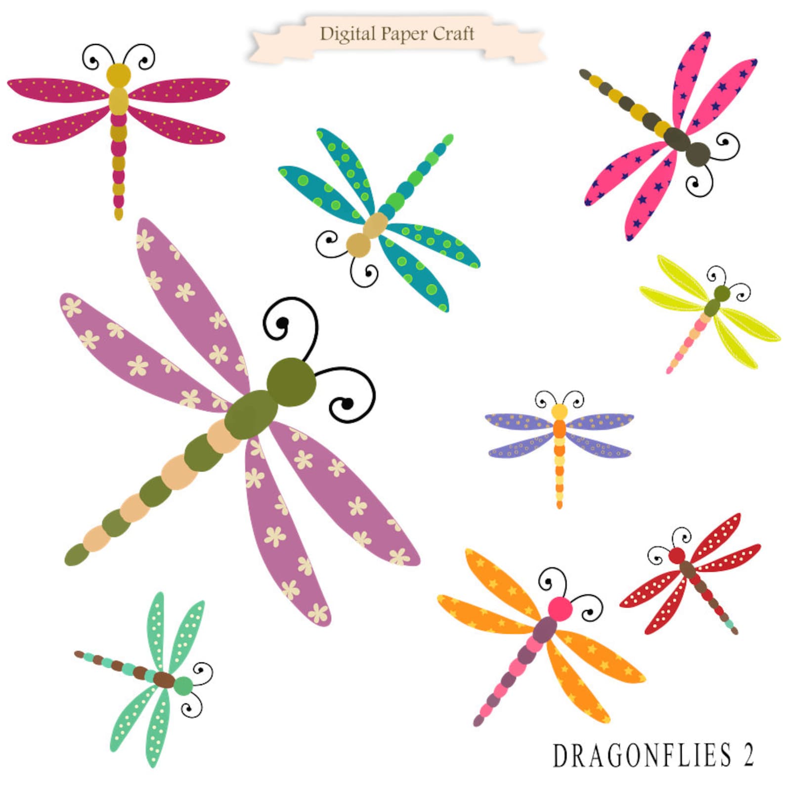 Dragonfly Clipart Dragonflies Clipart Instant Download - Etsy