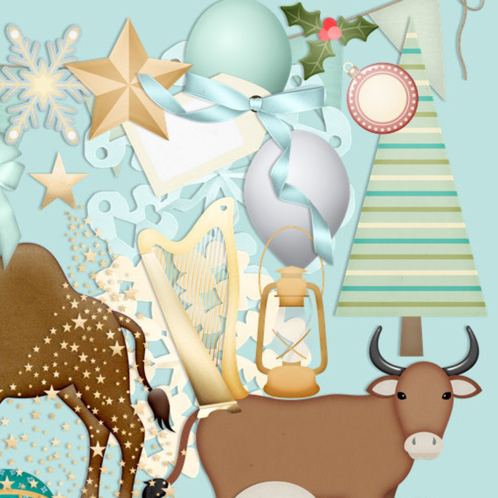 Christmas Nativity Scrapbook Kit: Away in the Manger (digital Download ...