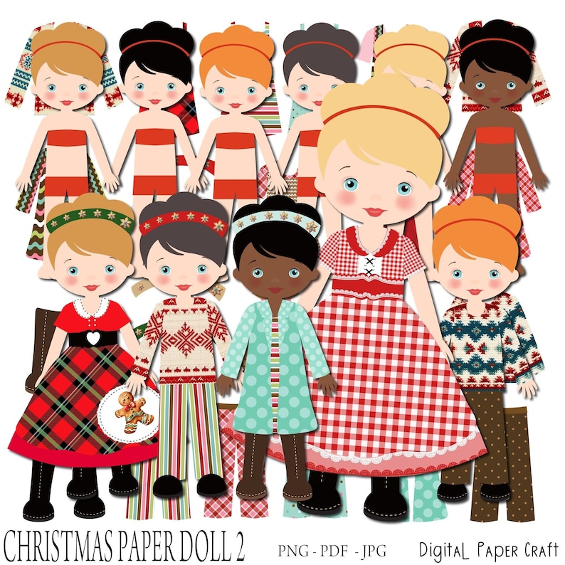 Printable Paper Doll, Christmas Doll, Winter Doll, Digital Paper Doll ...
