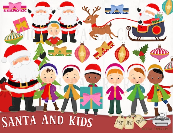 Santa Clipart Children Clipart Christmas Clipart Instant - Etsy