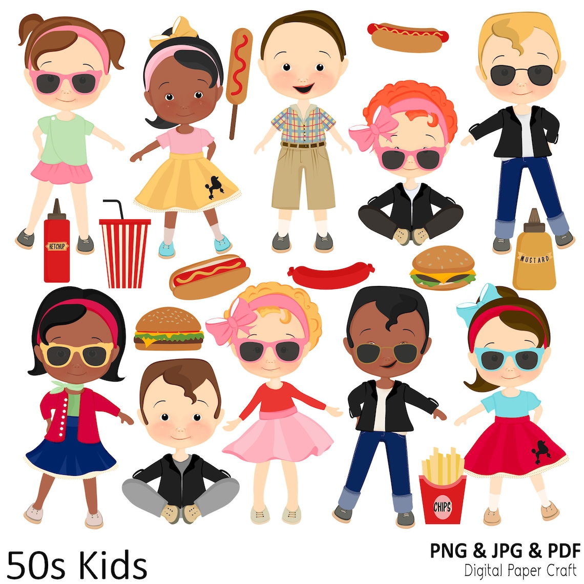 50s Clipart Children Clipart 1950 Clipart Rock N Roll - Etsy